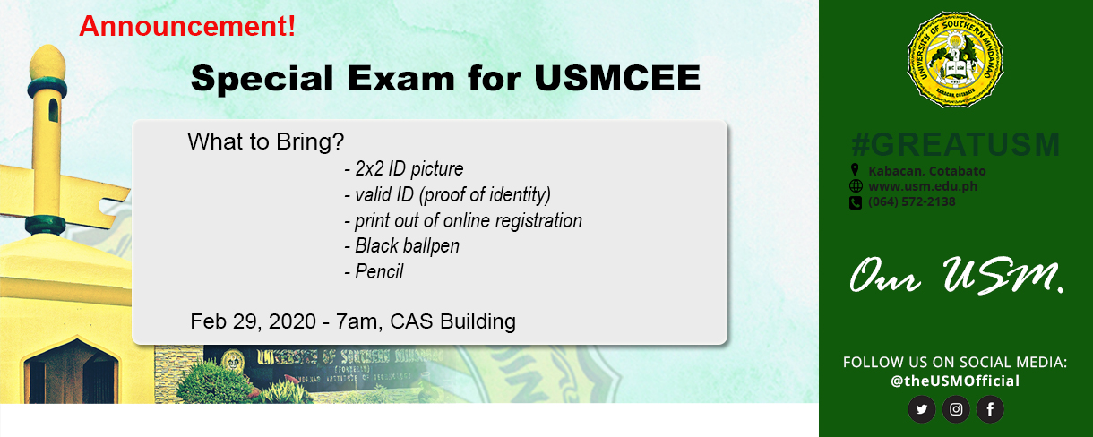 usmcee_special_exam-2020_2 – University of Southern Mindanao