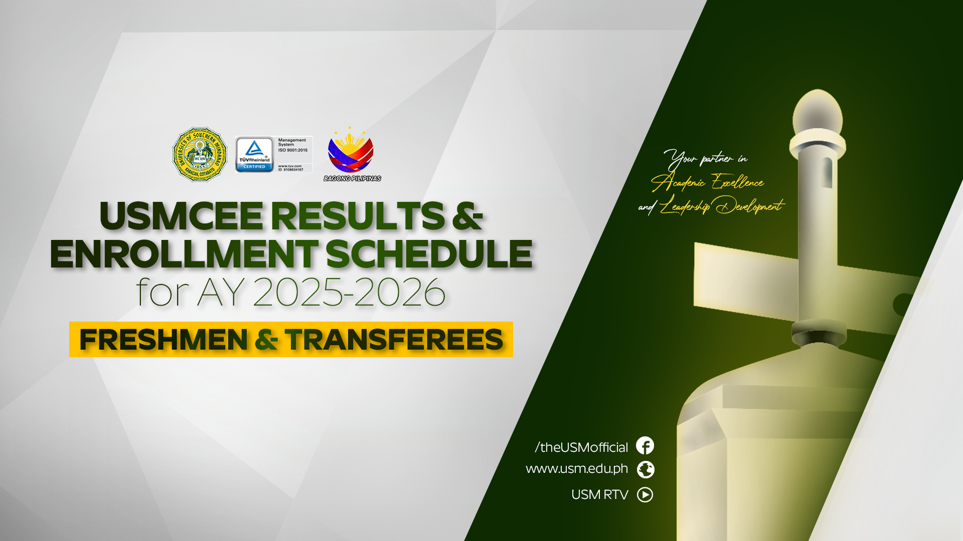 USMCEE RESULTS & ENROLLMENT SCHEDULE for AY 2025-2026 (FRESHMEN and ...